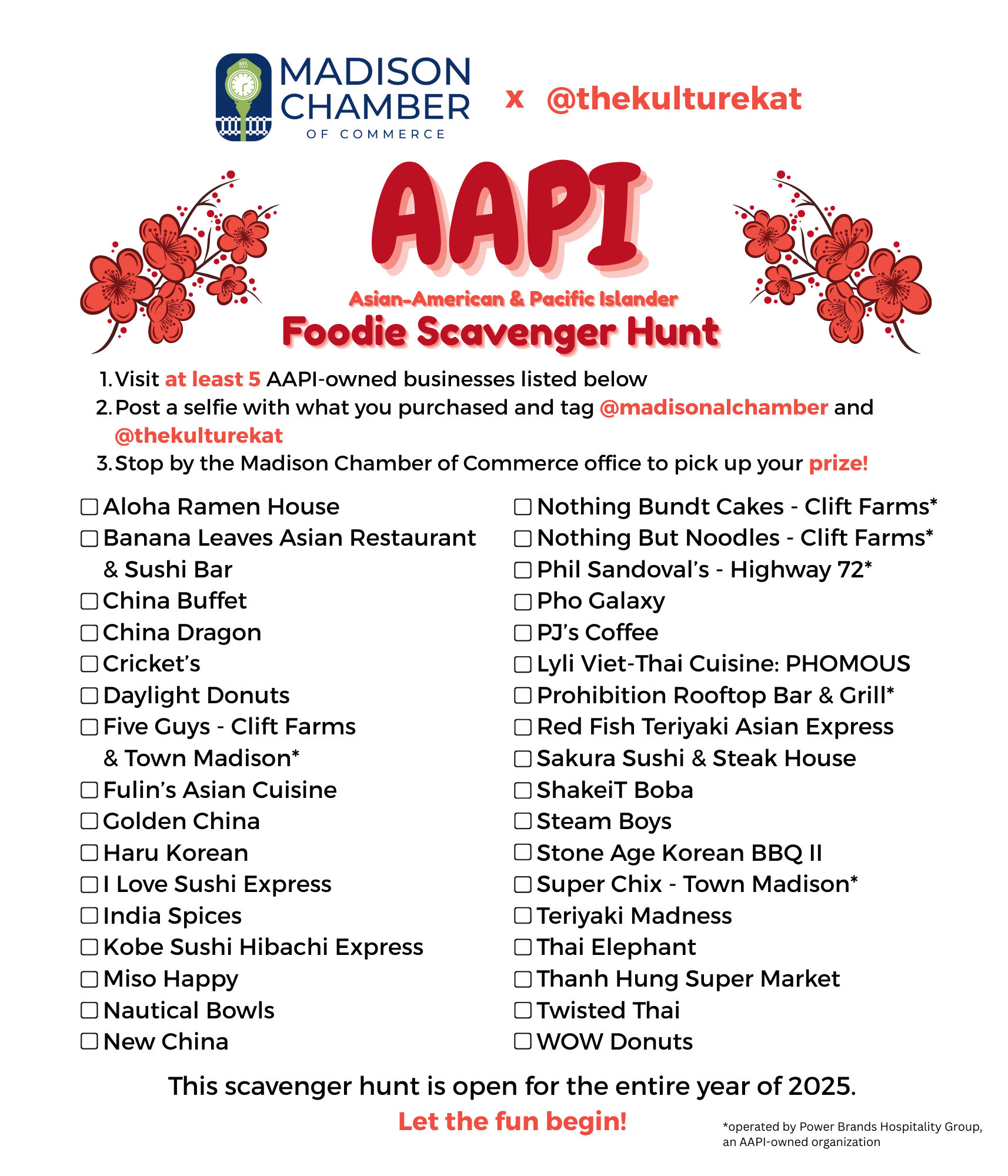 AAPI Foodie Scavenger Hunt - Madison AL Chamber of Commerce